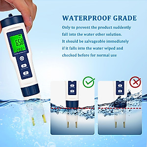Yoption Pool Salt Tester & PH Meter, 5 in 1 Digital Salinity PH Temp EC and TDS Meter for Pool Saltwater, Drinking Water, Indoor Garden, Fish Tank, Hydroponics, Plants