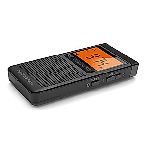 Maoye AM/FM Weather Alert Radio Portable Transistor NOAA Radio with Best Reception Operated by 2 AAA Batteries Big Digital Screen Stereo Earphone Jack Time Setting Pocket Radio (Black)