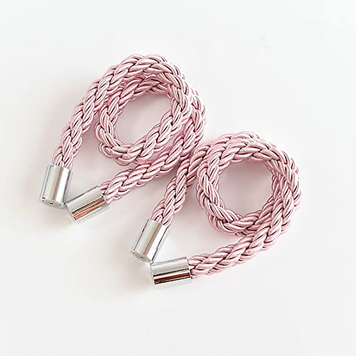 Cheeroyal Strong Magnetic Curtain Tiebacks Modern Simple Style Drape Tie Backs Convenient Decorative Weave Rope Curtain Holdback for Home&Office Window Drapery (Pink)