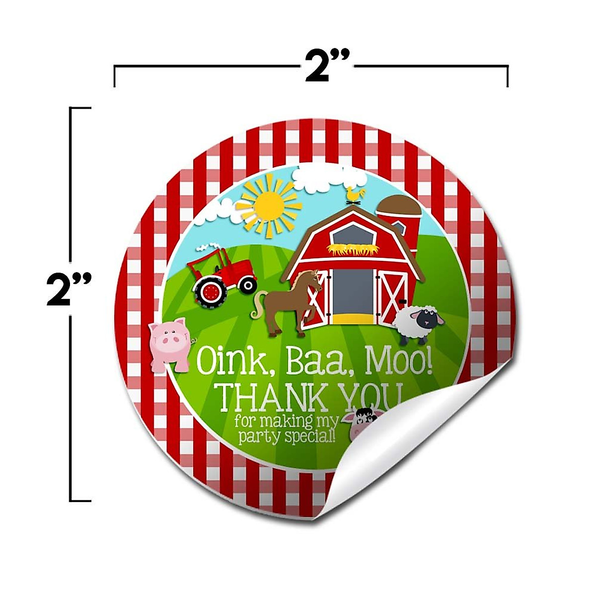 Barnyard Bash Birthday Party Sticker Labels, 40 2" Party Circle Stickers by AmandaCreation, Great for Party Favors, Envelope Seals & Goodie Bags