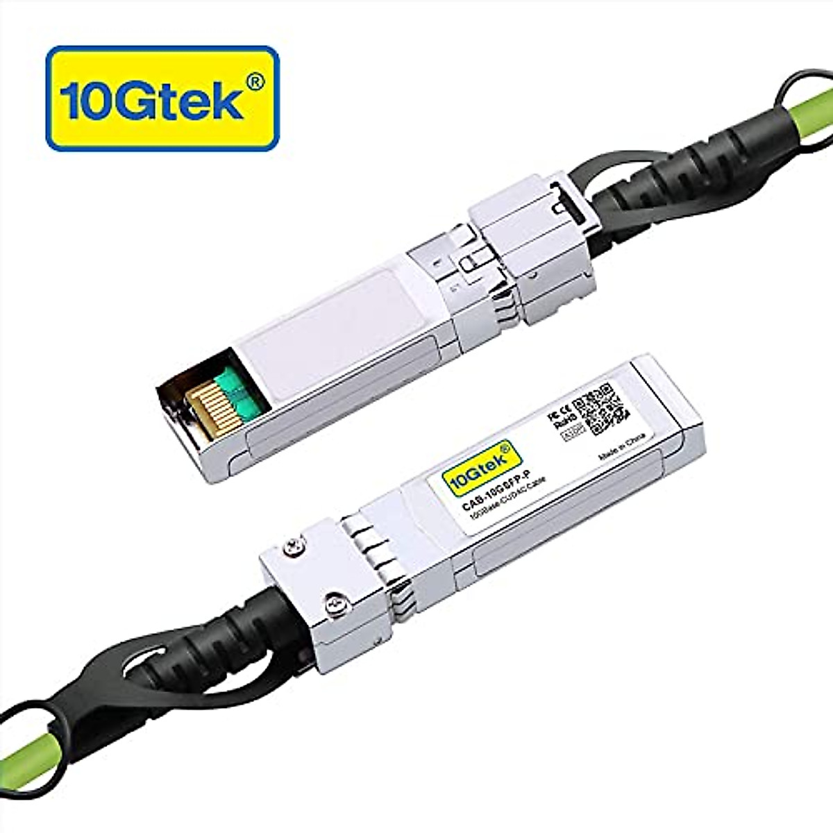 [Green] Colored 10G SFP+ DAC Cable - Twinax SFP Cable for Cisco SFP-H10GB-CU0.3M, Ubiquiti UniFi, Supermicro, Netgear, Mikrotik, Fortinet, 0.3-Meter(1ft)