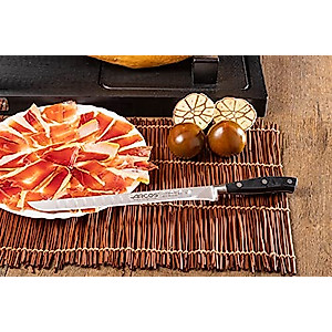 ARCOS Carving Knife 10 Inch Stainless Steel. Ham Slicer Knife for Cutting Ham and Meat. Ergonomic Polyoxymethylene Handle and 250mm Blade. Series Riviera. Color Black