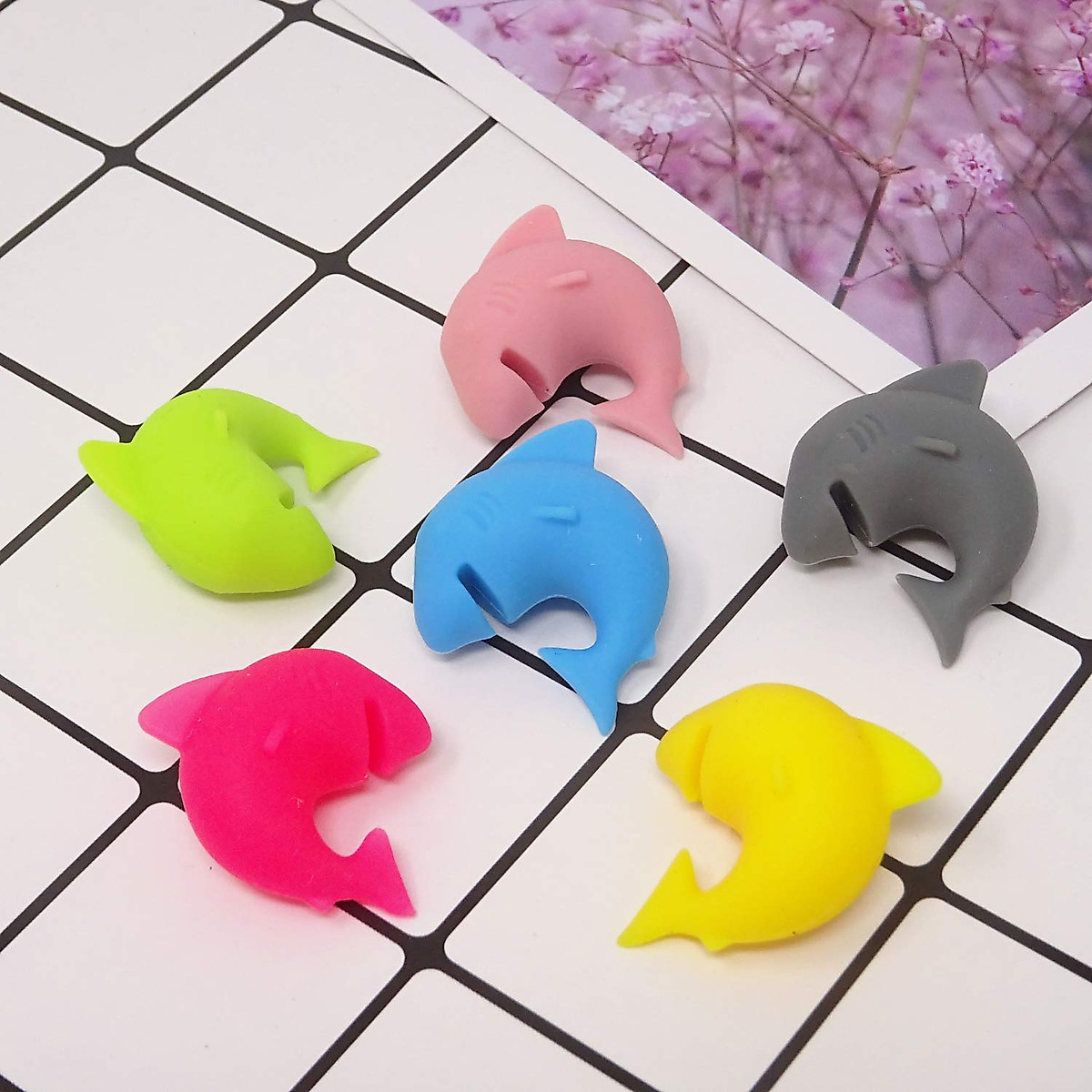 Honbay 12PCS Cute Silicone Glass Identifier Drink Markers, Shark and Snail