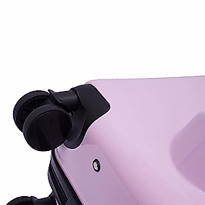 Kids Luggage with Wheels and Ride-On Feature- Portable Children's Travel Thickening Trolley Suitcase - Aluminum Alloy Drawbar - 110lb Load Bearing - for Toddlers and Kids Aged 2-6 Years (Pink)