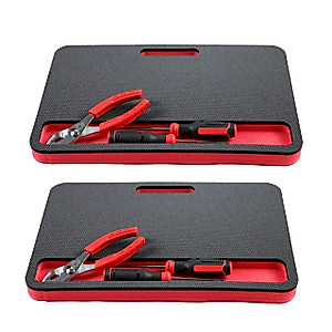 Polar Whale 2 Portable Knee Cushions Red and Black with Tool Pocket for Home Garden Work Automotive Workshop More Durable Thick Comfortable High Density Waterproof Foam 15 x 10 Inches Kneeling Pad