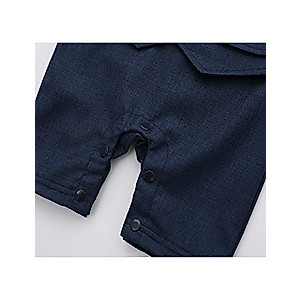 HeMarIsle Newborn Baby Boy Gentleman Suit Dressy Outfit Vest Tuxedo Onesie Romper (Dark Blue, 0-3 M)