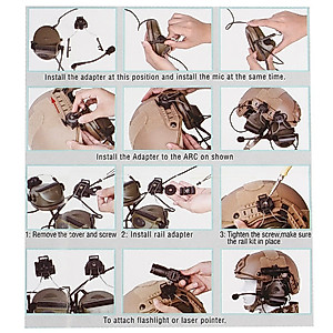 1Pair Headset Helmet Adapter, ARC Rail Adaptor Suspension Headphones Bracket Hunting Earmuffs Support Left & Right Side Attachments Only for comtac2 Series Headphones (Black) Walker Razor Helmet