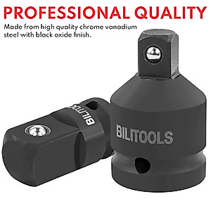 BILITOOLS Socket Adapter Set 17 Piece includes Reducer, Universal Joint Socket Set, Drill Adapter 1/4" 3/8" 1/2"