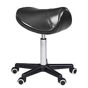 Master Massage Ergonomic Swivel Saddle Rolling Hydraulic Stool in Black