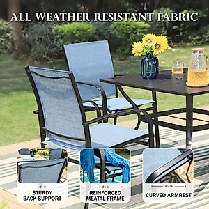 HERA'S HOUSE 9 Pieces Patio Dining Set, 8 x Textilene Patio Chairs and 1 x 83 Large Rectangle Dining Table, Outdoor Furniture Set for Deck Garden Backyard Lawn Poolside