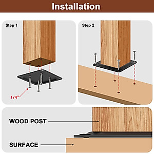 FOROIRON (8 Pack) 4" x 4" Wood Post Plate Connector, Powder-Coated Decking Post Base, Wood Fence Post Anchor Base, Deck Porch Railing Support Base