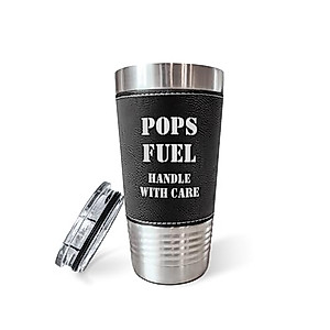Generic Pops Fuel Engraved Leatherette Tumbler, Gifts For Pops, Unique Gift For First Time Dad Father's Day, Birthday, Appreciation, Retirement, Black