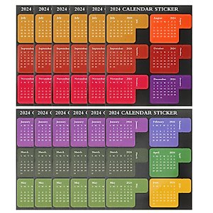Office Decor 12 Sheets 2024 Calendar Stickers Monthly Calendar Tabs Colorful Adhesive Index Tabs for Planners Office Study Supplies Stickers for Adults