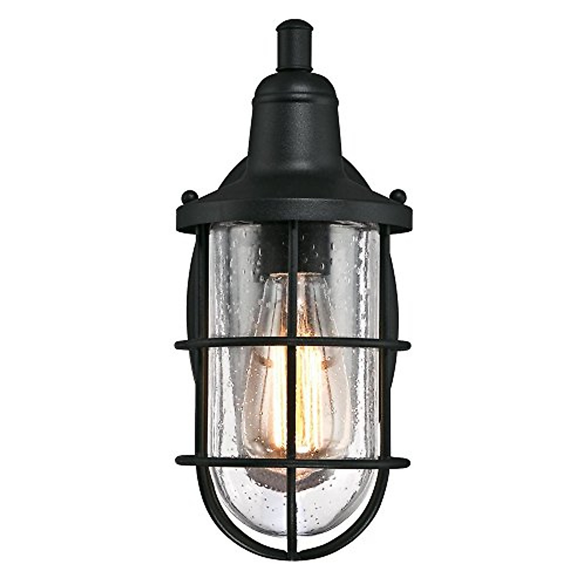 Westinghouse Lighting 6334700 Crestview One-Light Outdoor Wall Fixture, Textured Black Finish with Clear Seeded Glass