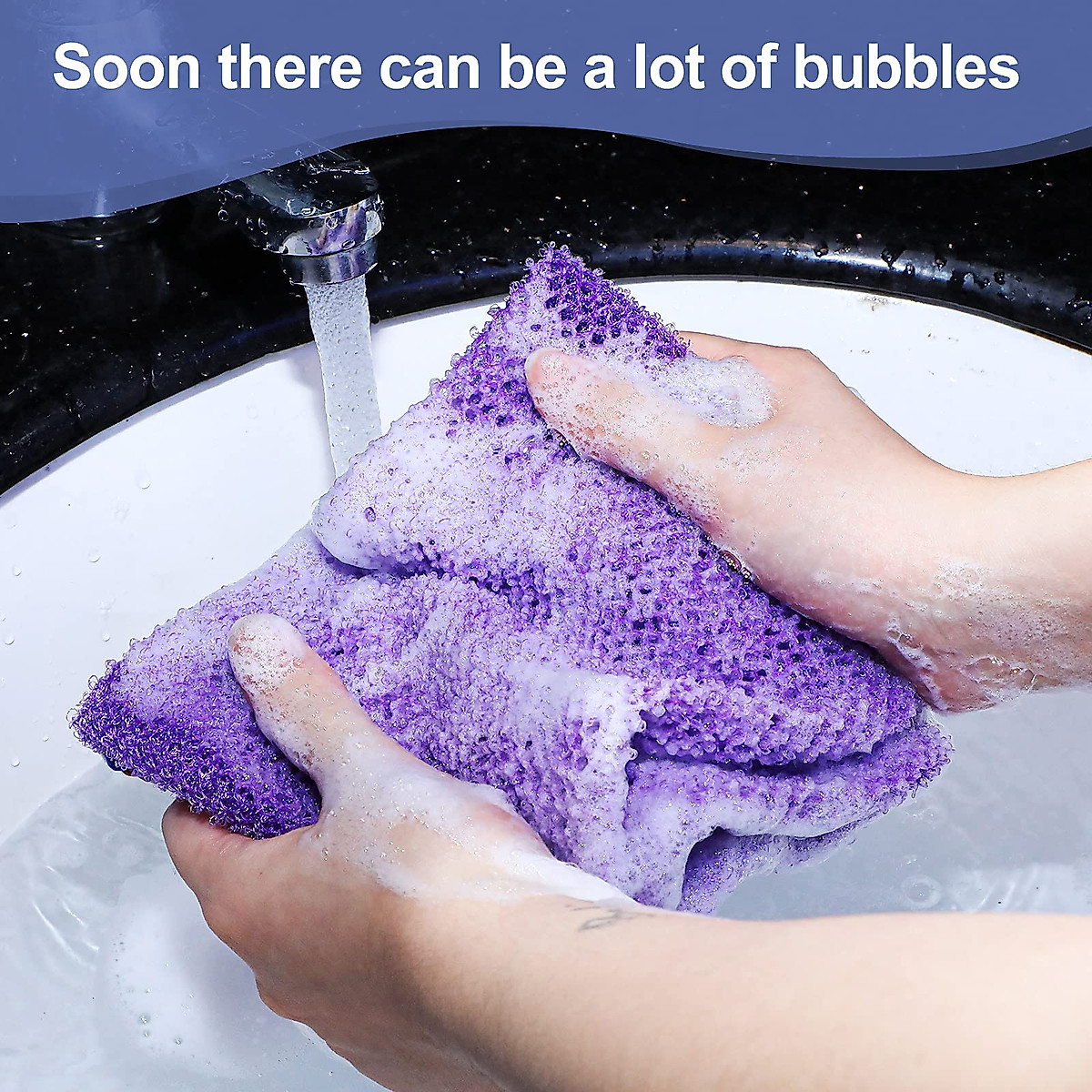 Tegeme 3 Pcs African Exfoliating Net Sponges Bath Back Scrubbers Long with Pull Strap Exfoliating Smoother Nylon Body Shower Loofahs Cloth for Women Men Daily Handles Washcloth Wash Purple Blue Coffee