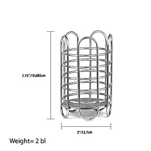 Home Basics Simplicity Collection Steel Free-Standing Utensil and Cutlery Holder with Quick Draining Holes, Satin Nickel