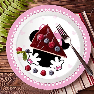 AMZPTBOY 40 Pcs Pink Mouse Birthday Party Supplies,Mouse Party Supplies Tableware Paper Plates,7Mouse Dessert Plates for Girls Mouse Themed Party Baby Shower Pink Mouse Birthday Decorations