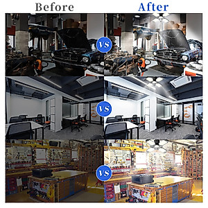 onffo LED Garage Light, 100W Deformable LED Garage Ceiling Lights, 10000 Lumen Ultra Bright LED Garage Light 4+1 Adjustable Panel, E26/E27 Socket, Shop Lights for Basement Workshop Barn Storage Room