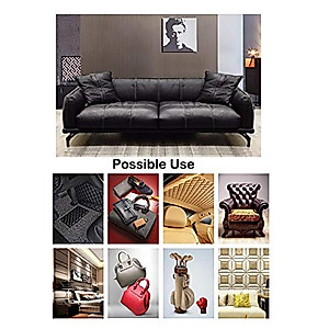 Wento Thick 1 Yard Faux Leather Fabric Soft Skin Grain PU Leather Fabric for Furniture Cover Reupholster Sofa Chairs Cushiones Vinyl Upholstery Fabric (1yard,Black)