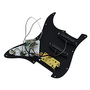KAISH Prewired Loaded Strat HSS Pickguard for Squier or Import Stratocaster Black 3 Ply
