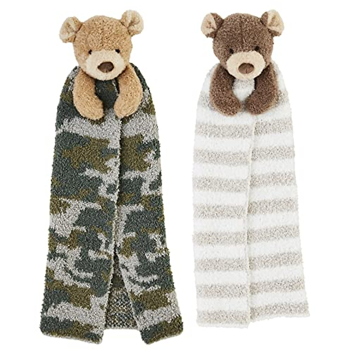 Mud Pie Children's Bear Lovey Blanket, Stripe 21" x 16"