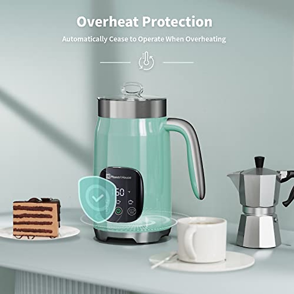 Maestri House Milk Frother, Variable Temp and Froth Thickness Milk Frother and Steamer, 14.1OZ/400ML Smart Touch Control Foam Maker, Memory Function for Latte, Warm Milk, Hot Chocolate