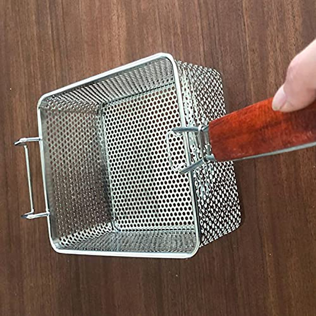TEMKIN Chip Basket Stainless Steel Encrypted Frying Basket Commercial French Fries Basket Fried Food Filter Mesh with Anti-scalding Handle Kitchen Cooking Tools Basket