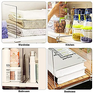 Markdang 6 Pcs Acrylic Shelf Dividers (Shelves Less Than 0.8" Thick) for Closet Organization Clear Closet Shelf Divider for Closets Book Shelves Purse and Sweater Organizer Craft Room Organizers