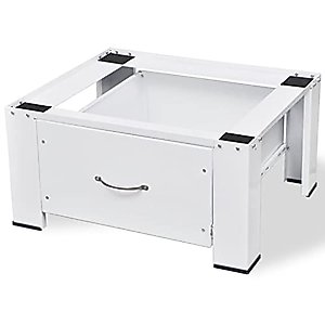 Tidyard Washing Machine Pedestal with Storage Drawer Drying Machine Pedestal Steel Dryer Stand White 24.8in x 21.3in x 12.2inx H