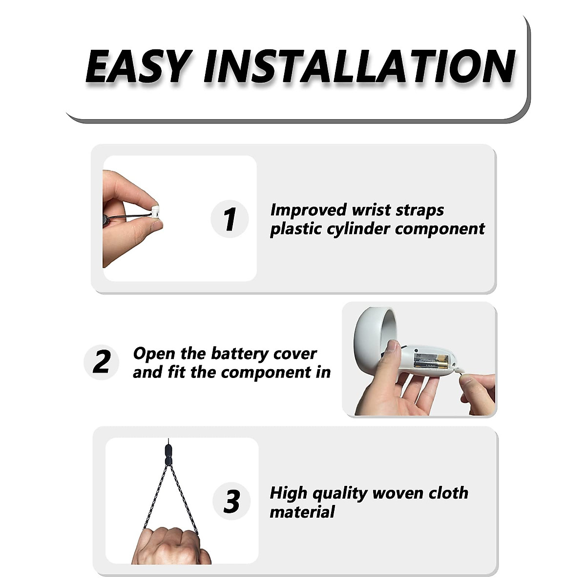 Improved Replacement Reflective Wrist Straps for Oculus Quest 2 Gen Controller, Sturdy Comfy Adjustable Hand Strap for Oculus, Easy Attach Black Resin Stopper for Oculus Controllers