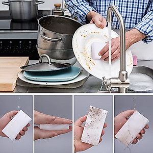 Large Magic Eraser Sponge, Double Compression Melamine Sponges in Bulk Extra Durable,50 Pack Household Cleaning Sponge with No Chemicals,Power Scrubber Foam Cleaning Pads,Kitchen, Bathroom Cleaner