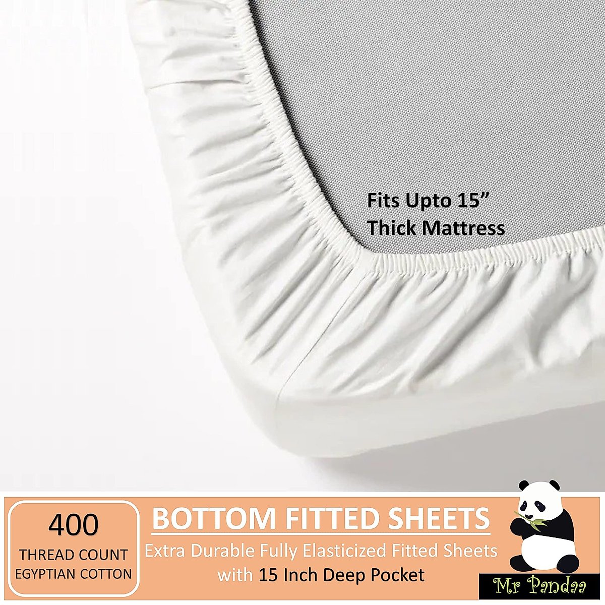 Split Queen Sheets Sets for Adjustable Bed, Soft 100% Egyptian Cotton 400-Thread-Count, Sateen Weave, 5PC Set with 2 Fitted Sheets, Split-Queen Sheet Set 15-Inch Deep Pockets, 400-TC - Black Solid