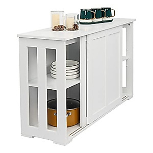 SEASD Kitchen Sideboard Cabinets FCH Double Sliding Door Sideboard Porch Cabinet White Dining Cabinet (106 X 33 X 62) Cm