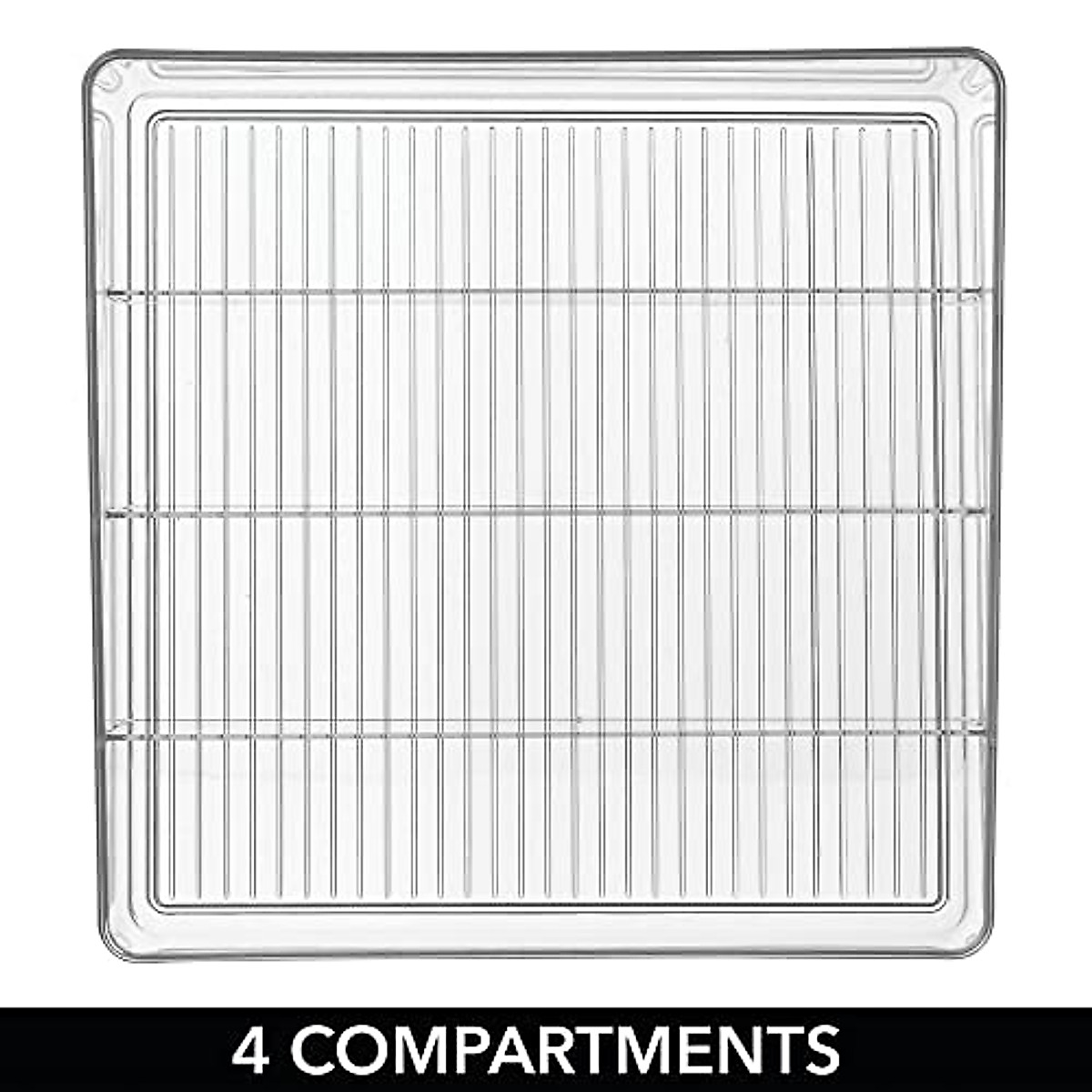 mDesign Large Plastic Food Packet Organizer Bin Caddy - 4 Divided Sections - Storage Station for Kitchen, Pantry, Cabinet, Countertop - Holder for Seasoning Pouches, Soups, Spices, Snacks - Clear