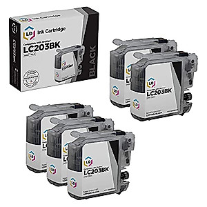 LD Compatible Ink Cartridge Replacement for Brother LC203BK High Yield (Black, 5-Pack)