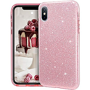 MATEPROX iPhone Xs Max case,Bling Sparkle Cute Girls Women Protective Case for iPhone Xs max 6.5"(Pink)