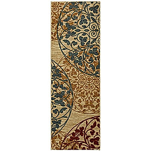 Mohawk Home Soho Medallones Garden Ornamental Runner Area Rug, 1'8"x5', Beige