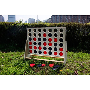 Juegoal 4 in a Row Giant Game Set, 1.5FT Height Classic Wooden Connect Game, Line Up 4 Games with Carrying Case, Yard Lawn Outdoor Game for Kids Adults Family