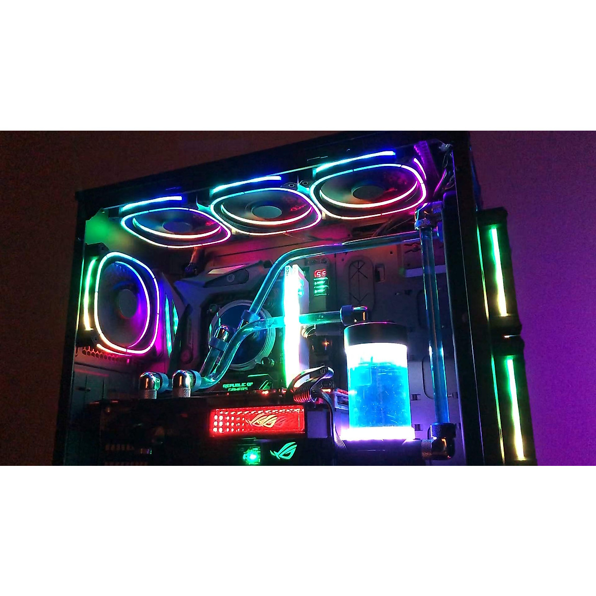 ApexGaming F601 Eye of Lightning MidTower Gaming Case Pre-Installed LED RGB Strip and RGB Cooling Fan/Clear Tempered Glass SidePanel, DuskFilter & Rear Cooling Fan