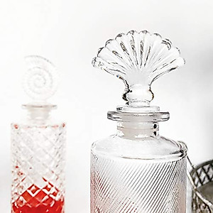 Clear Vintage Glass Bottles with Stopper Set of 3, Embossed Glass Bottles, Reed Diffuser Sets, Apothecary Flower Bud Vases, SC036