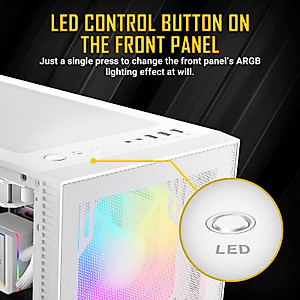 Antec NX410 ATX Mid-Tower Case, Tempered Glass Side Panel, Full Side View, Pre-Installed 2 x 140mm in Front & 1 x 120 mm ARGB Fans in Rear (White) (9734088000)
