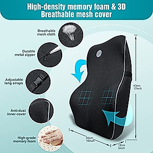 NB Seat Cushion for Office Chair Car Non Slip Gel and Memory Foam Coccyx Pillows Pad Support Tailbone Hip Sciatica and Back Pain Relief Use for Office Work Car Gaming and Home Office Accessories