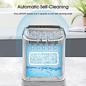 AGLUCKY Ice Makers Countertop,Protable Ice Maker Machine with Handle,Self-Cleaning, 26Lbs/24H, 9 Ice Cubes Ready in 8 Mins, with ice Scoop and Basket,for Home/Office/Kitchen (Black)