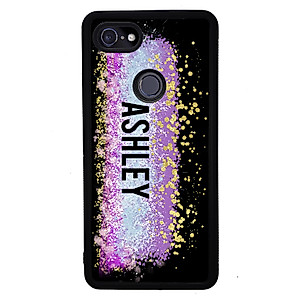 Unicorn Teal Purple Pink Gold Splash Personalized Black Rubber Phone Case Compatible With Google Pixel 8 Pro, 8a, 8, 7a, 7, Pixel 7 Pro, 6a, Pixel 6 Pro, 6, 5, 4a 5G, 4a 4G, 4, 4 XL, 3a, 3a