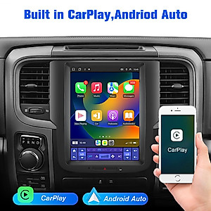 Car Radio Stereo for Dodge Ram 2013-2018 1500 2500 3500 10.4 Inch T Style with CarPlay Android Auto GPS Navigation