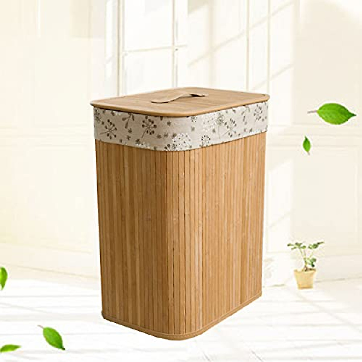 DOITOOL Clothes Basket Bamboo Practical Clothes Basket Creative Bamboo Basket Cover Clothes Basket Folding Clothes Basket