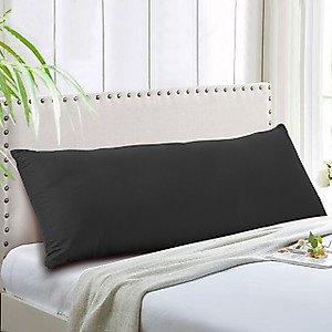 Evolive Ultra Soft Microfiber Body Pillow Cover/Pillowcases 21"x54" with Hidden Zipper Closure (21"x54" Body Pillow Cover, Black)