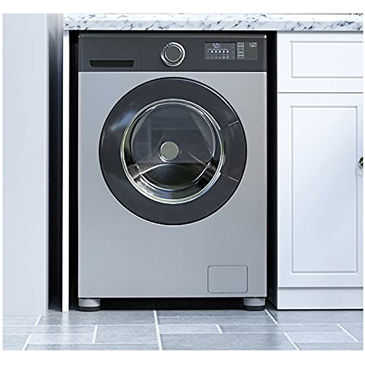 8 PCS Shock and Noise Cancelling Washing Machine Support, Anti Vibration Pads with Tank Tread Grip, Washer and Dryer Pedestals Fit All Machines