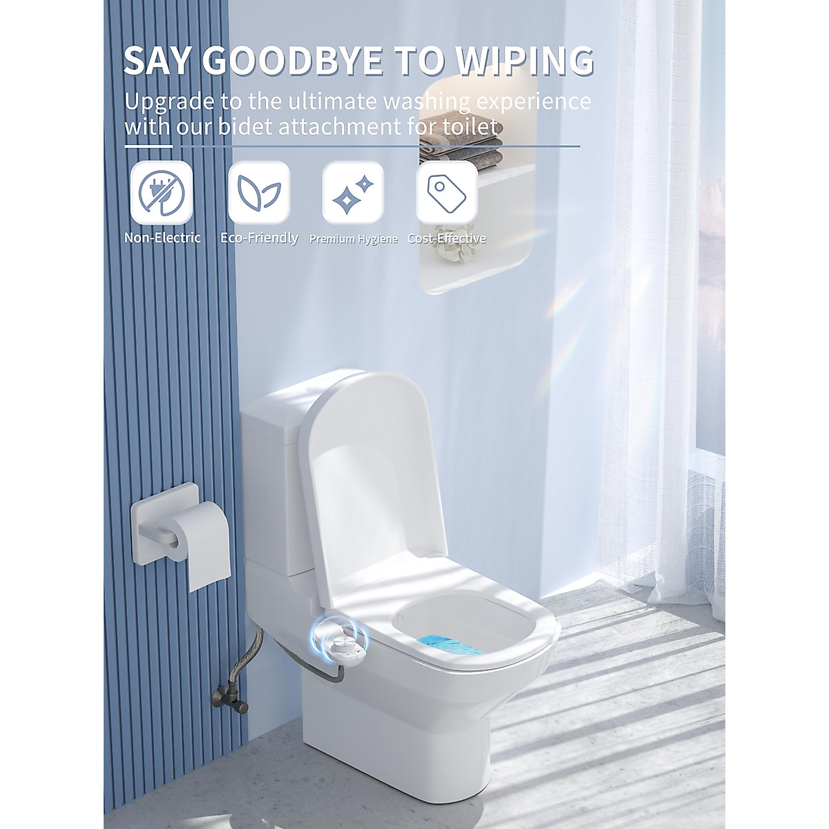 Livilord Bidet Attachment for Toilet, Non-Electric Retractable Self-Cleaning Nozzle for Existing Toilets, Bidet Toilet Seat Attachment with Pressure Controls for Frontal & Rear Wash