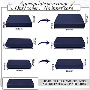 Newwiee 12 Pcs Patio Stretch Sofa Outdoor Cushion Cover Waterproof Replacement 3 Sizes Navy Couch Slipcovers Sofa Seat Soft Flexibility Chair Cushion Cover Furniture Protector for Outdoor Indoor